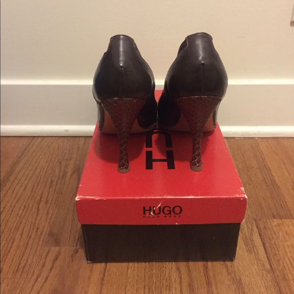 HUGO | Shoes | Hugo Boss Brown Leather Pumps With Snake Detail | Poshmark